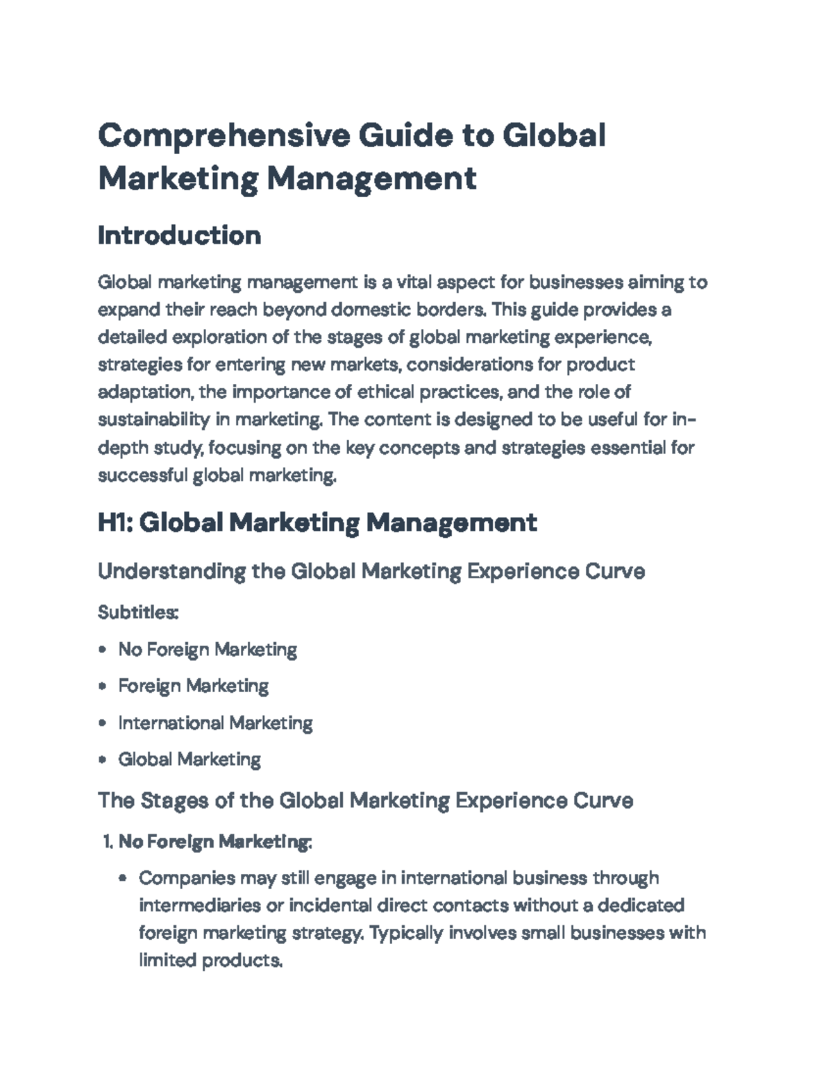 Comprehensive Guide to Global Marketing Management Strategies ...