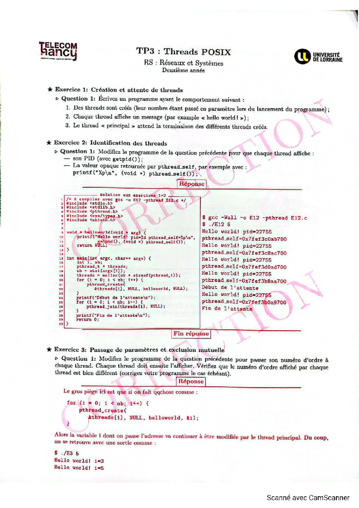 TP3: Threads POSIX - Création, Attente et Synchronisation des Threads ...