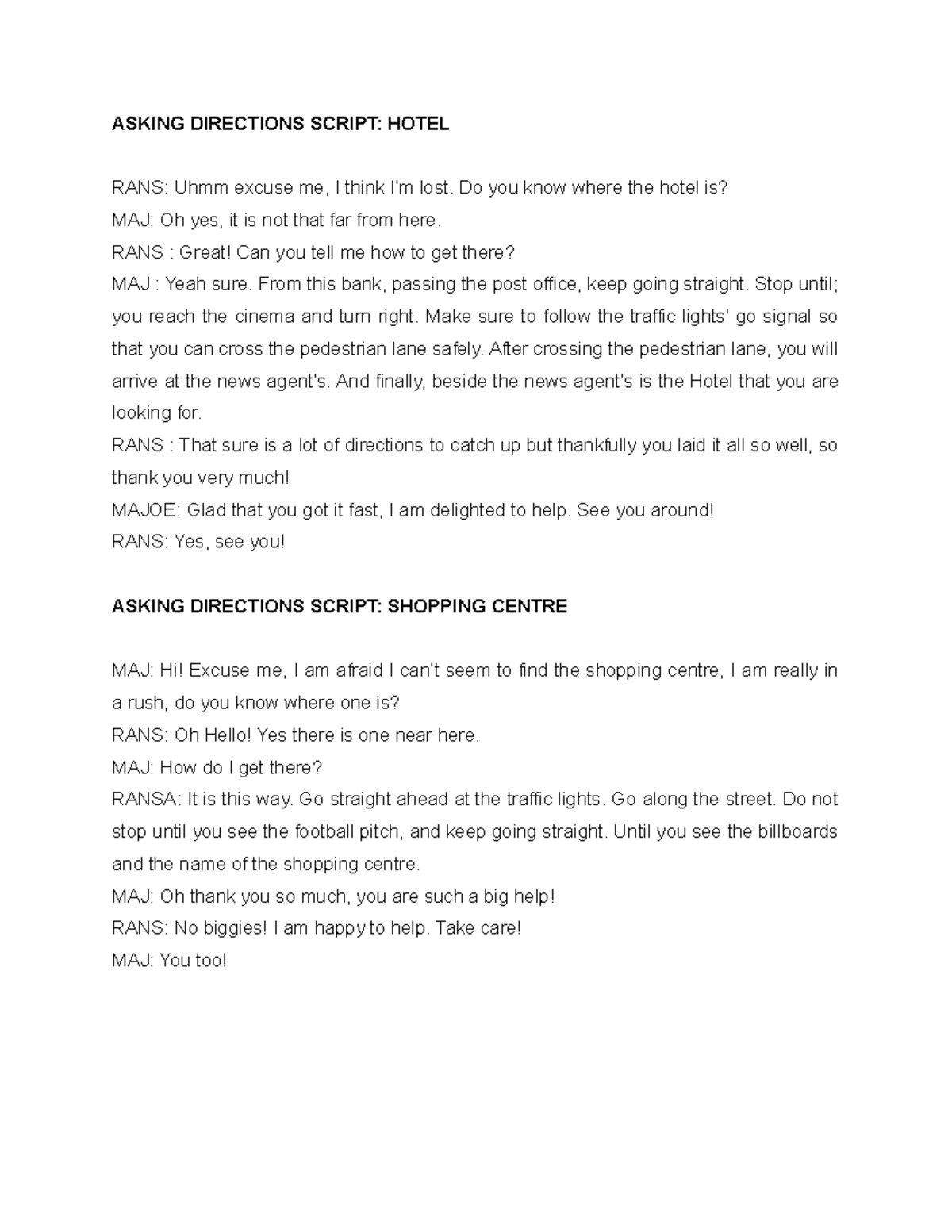 Lapel Asking and Booking Directions & Reservations Guide - Studocu