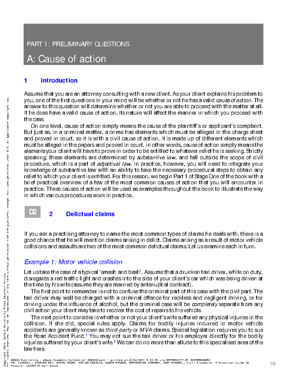 Cause of Action - Lecture notes 1-4 - LSK41Y0 - UJ - Studocu