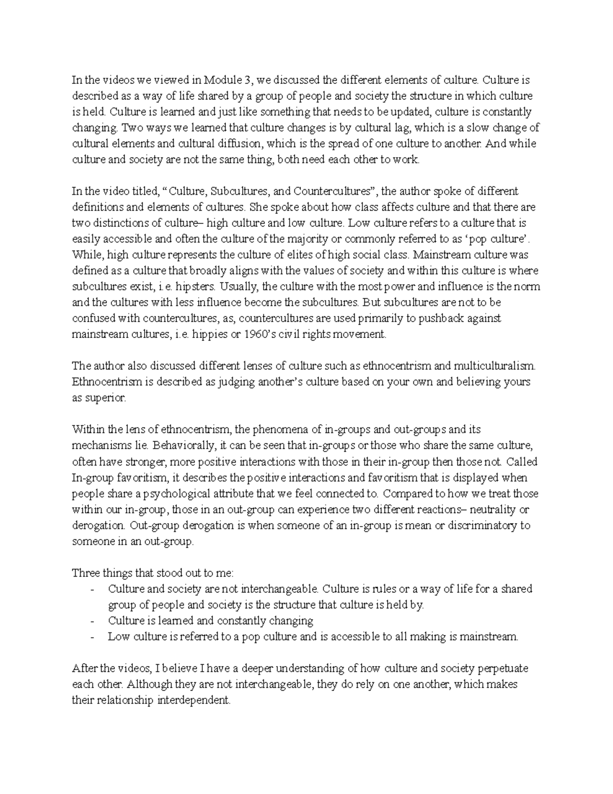 Module 3: Understanding Culture and Society Dynamics - Studocu