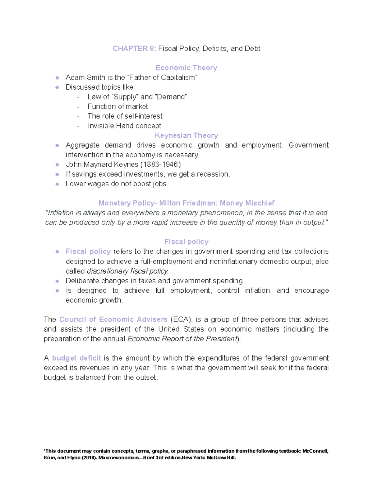 Macroeconomics Chapter 8 Notes - CHAPTER 8: Fiscal Policy, Deficits ...