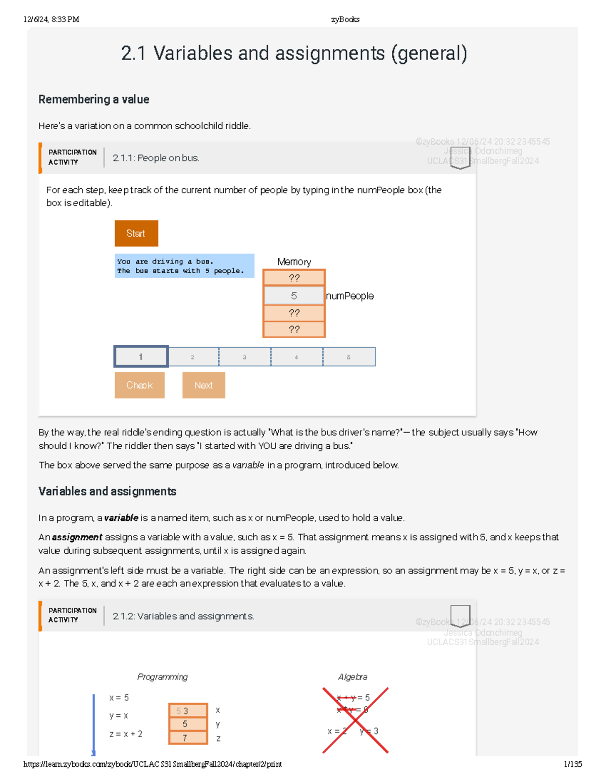 Chapter 2: Understanding Variables and Assignments in Programming (UCLACS31) - Studocu