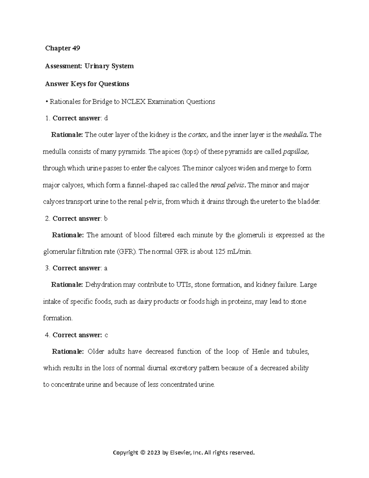 Ch 49 Urinary System NCLEX Case Studies & Answer Key - Studocu