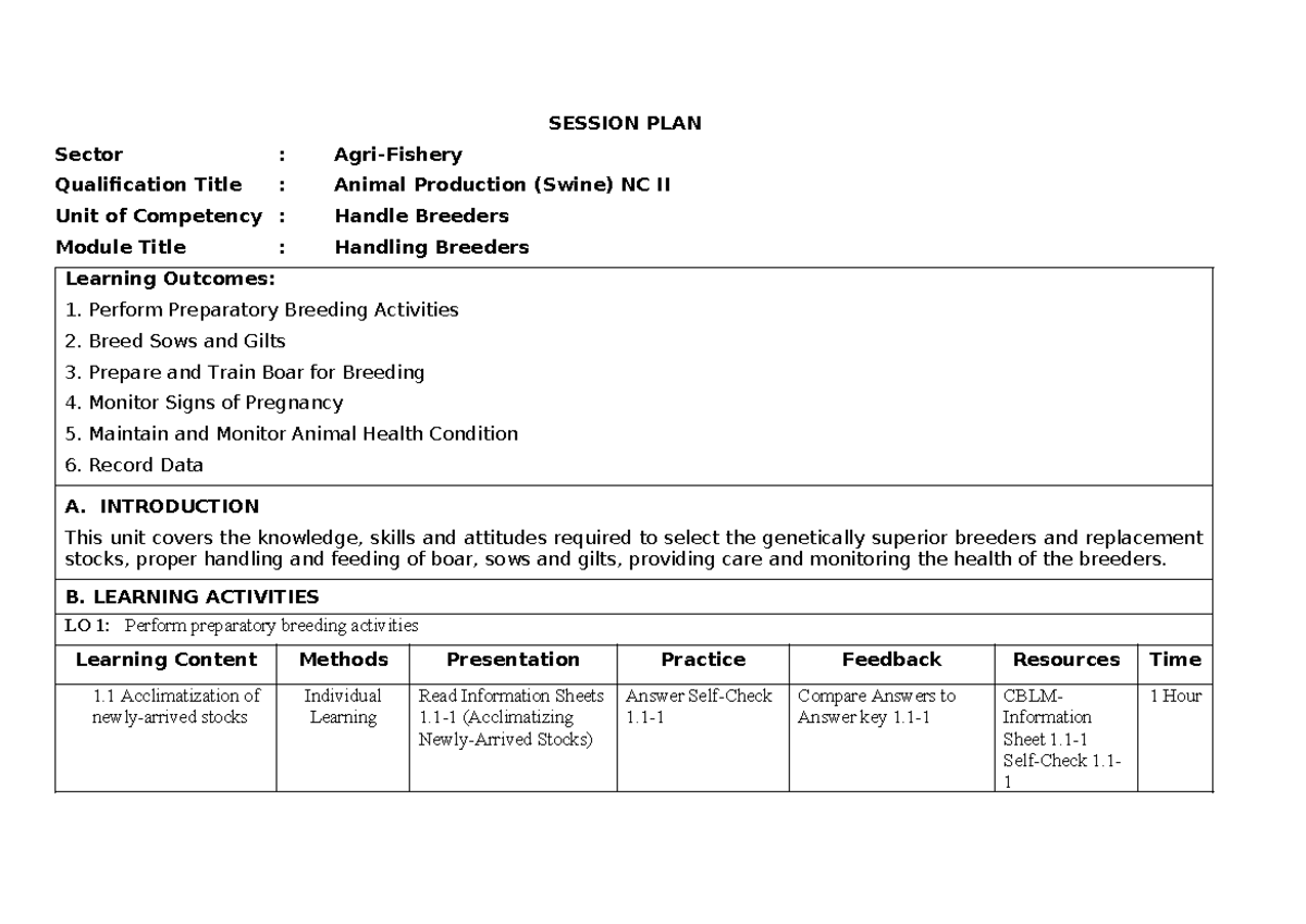 3. Session Plan - Information Technology - SESSION PLAN Sector : Agri ...
