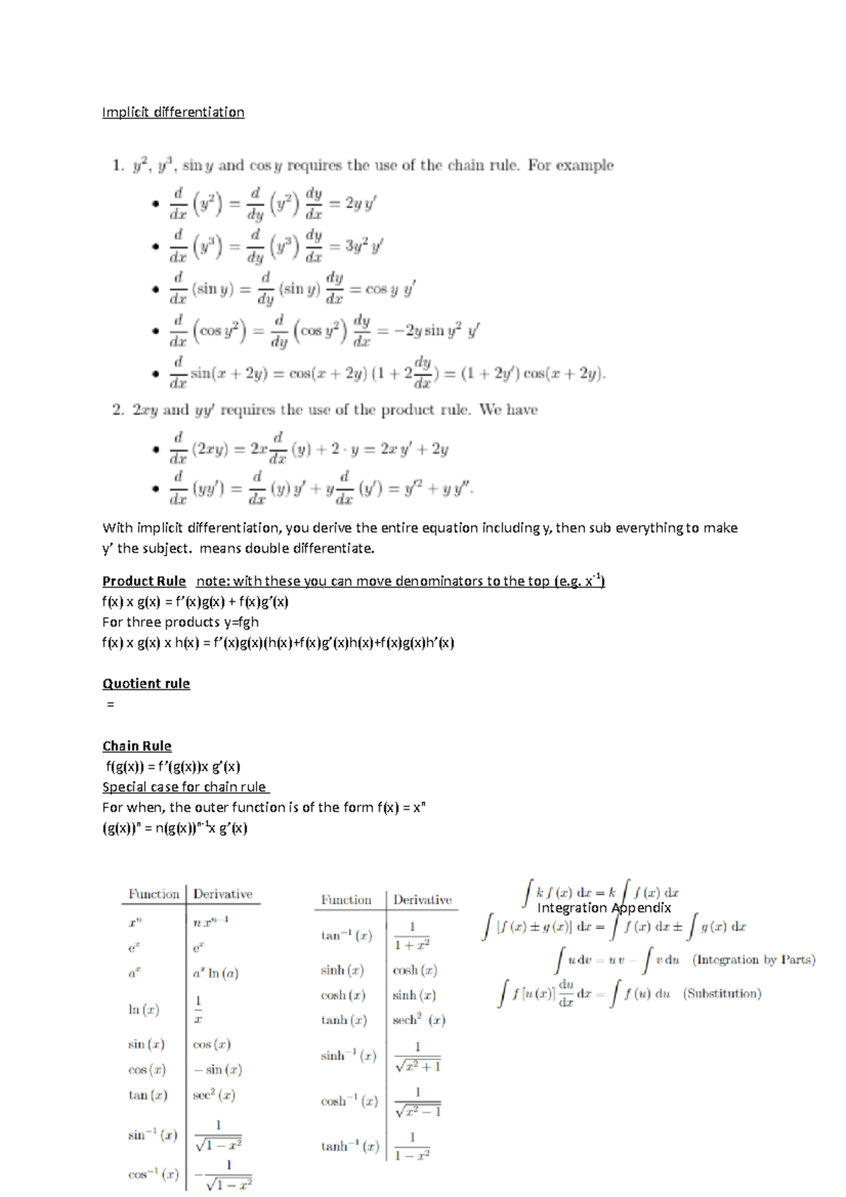 Notes - Implicit differentiation With implicit differentiation, you ...
