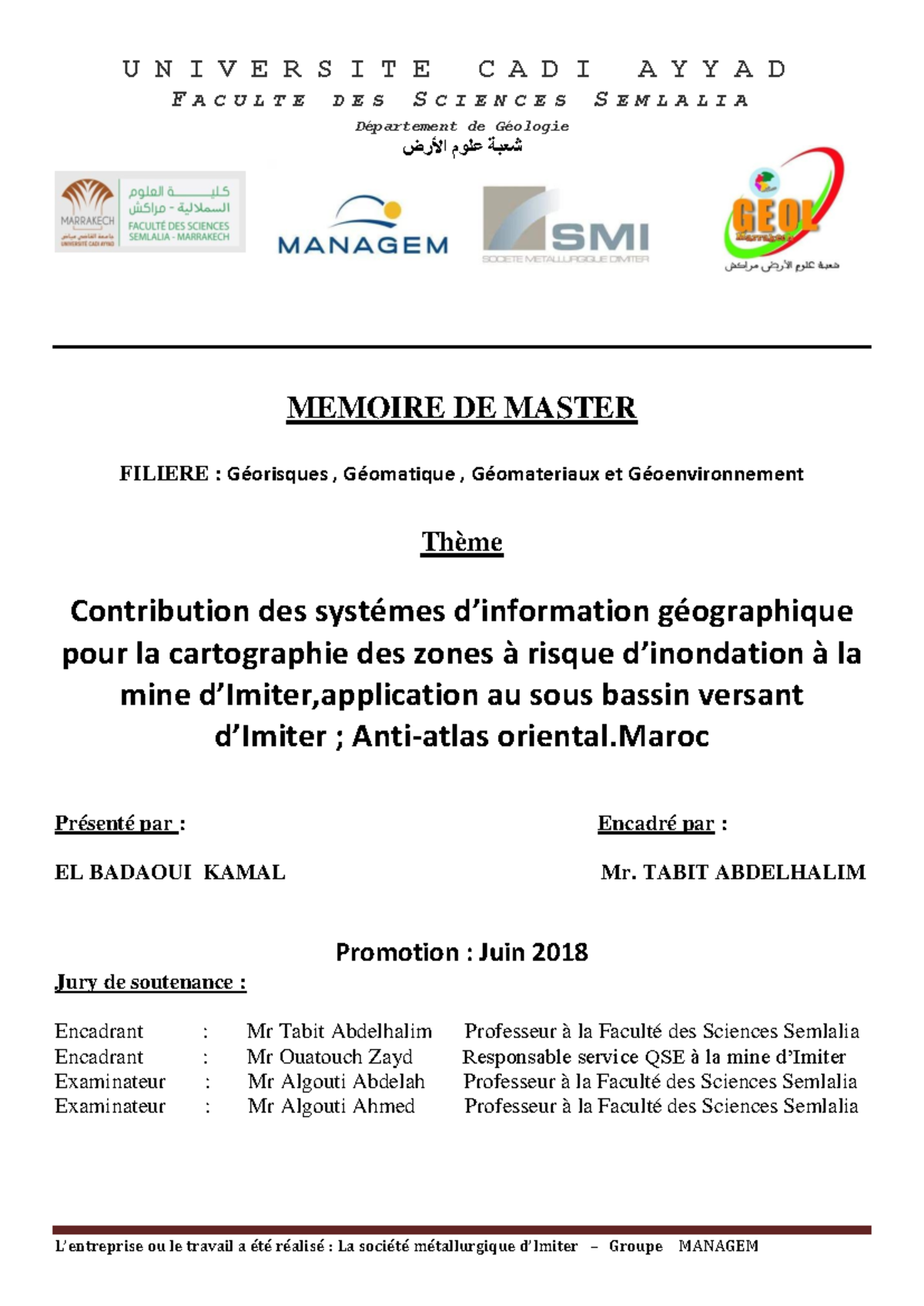 Rapport PFE - Étude des risques d'inondation à la mine d'Imiter (Génie ...