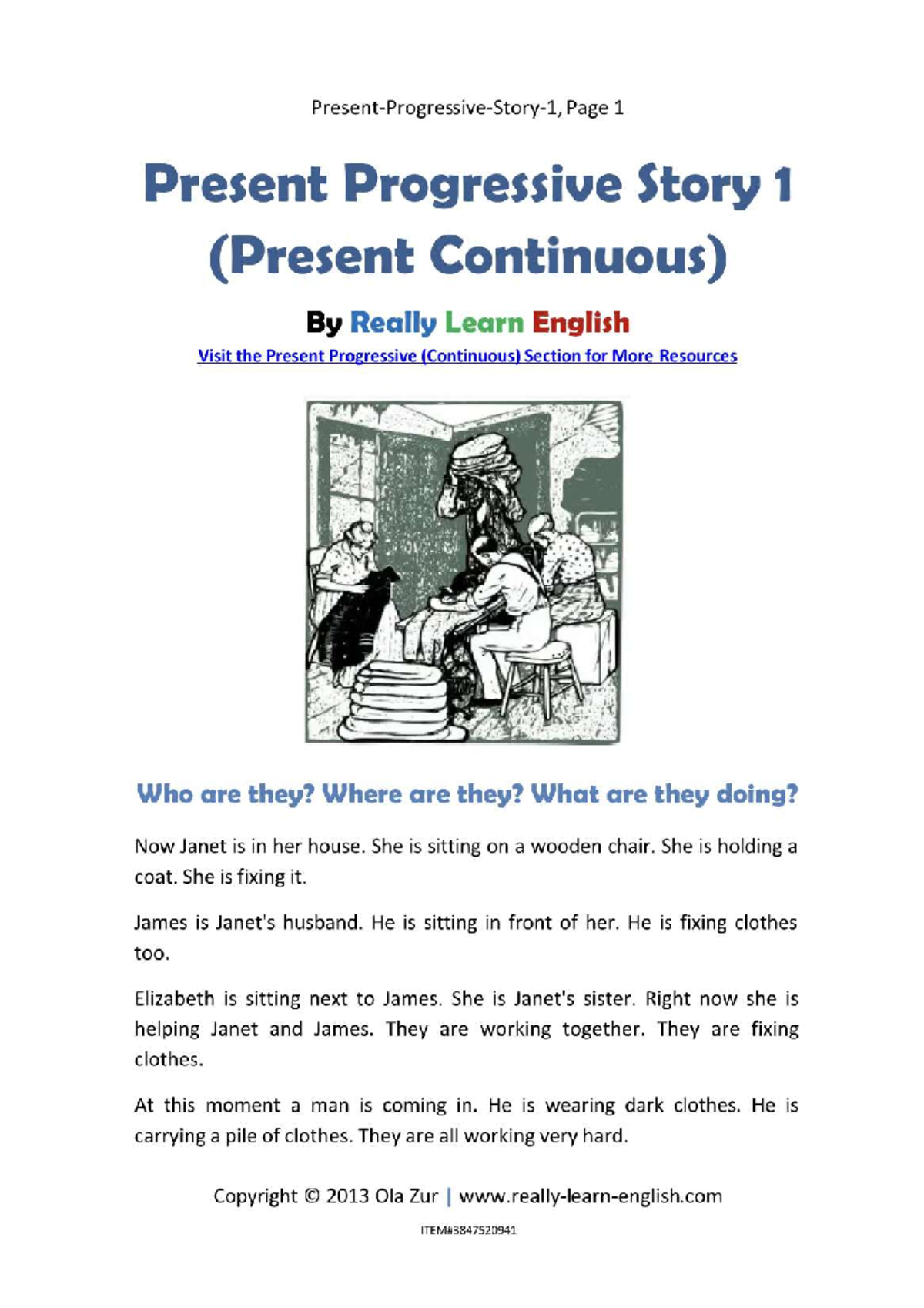 Present Progressive Story & Exercises (U1T1a1) - Studocu