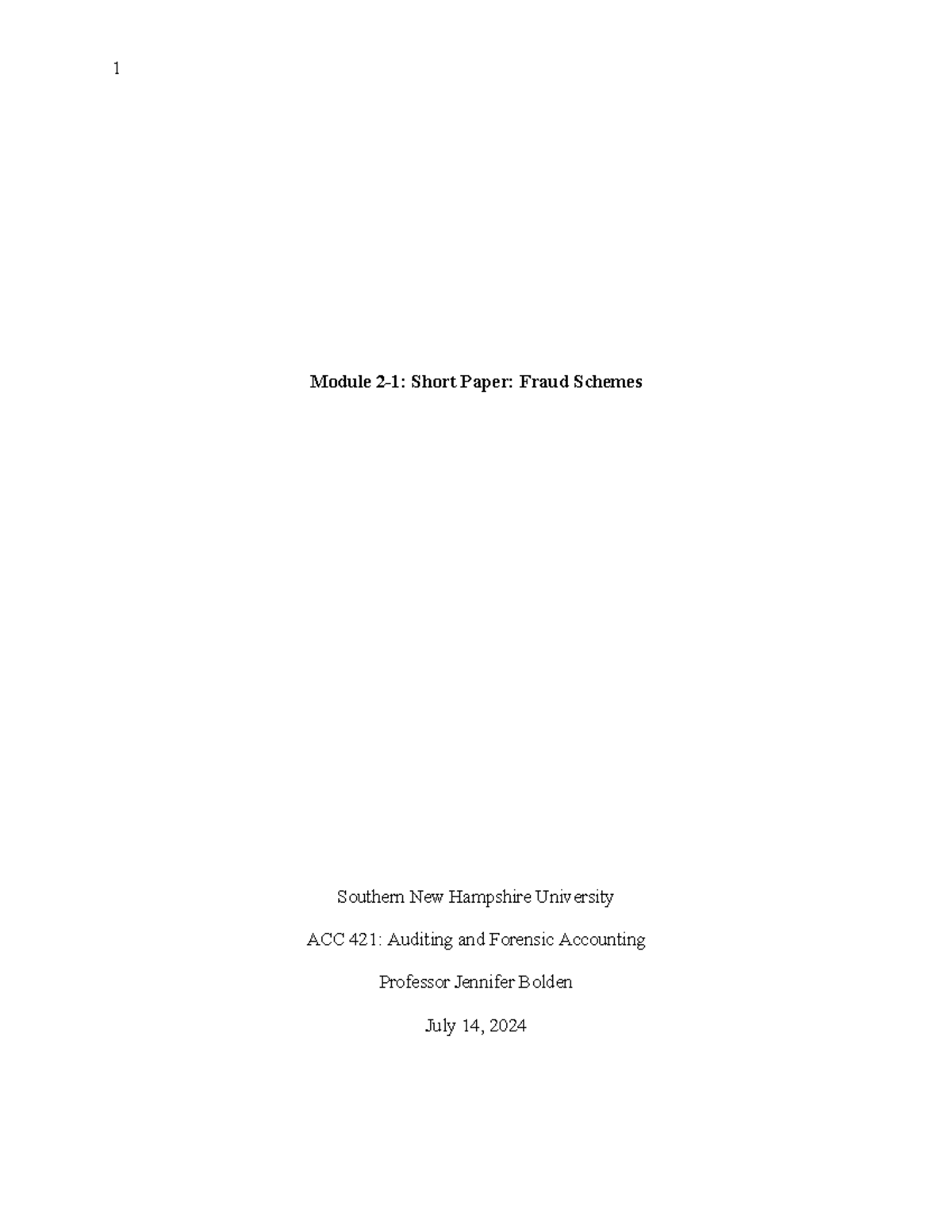 ACC 421: Short Paper on Fraud Schemes and Case Studies Analysis - Studocu