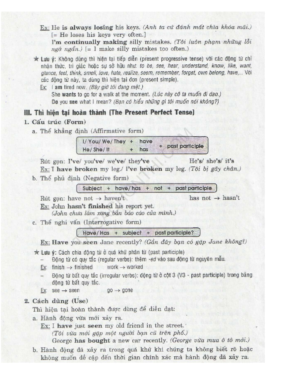 Present Perfect Tenses Overview (ENG 101) - Studocu