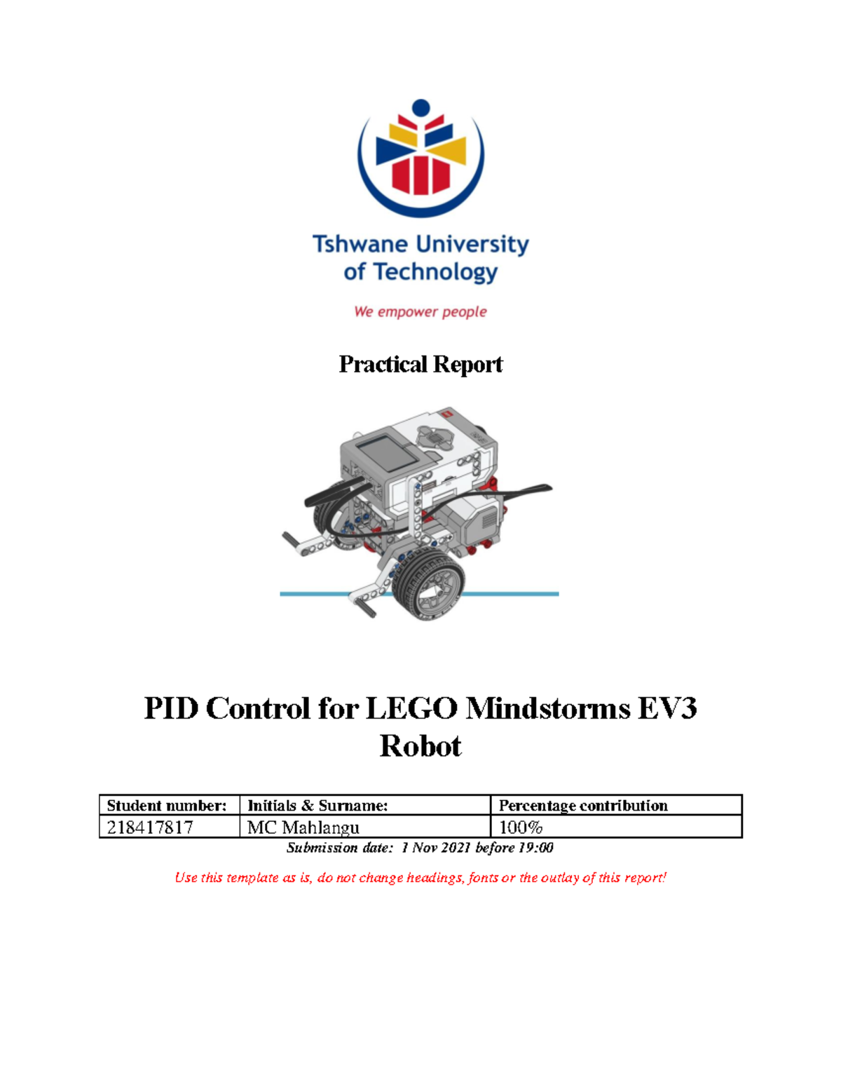 PAU207B Practical Report: PID Control for LEGO Line Following Robot ...