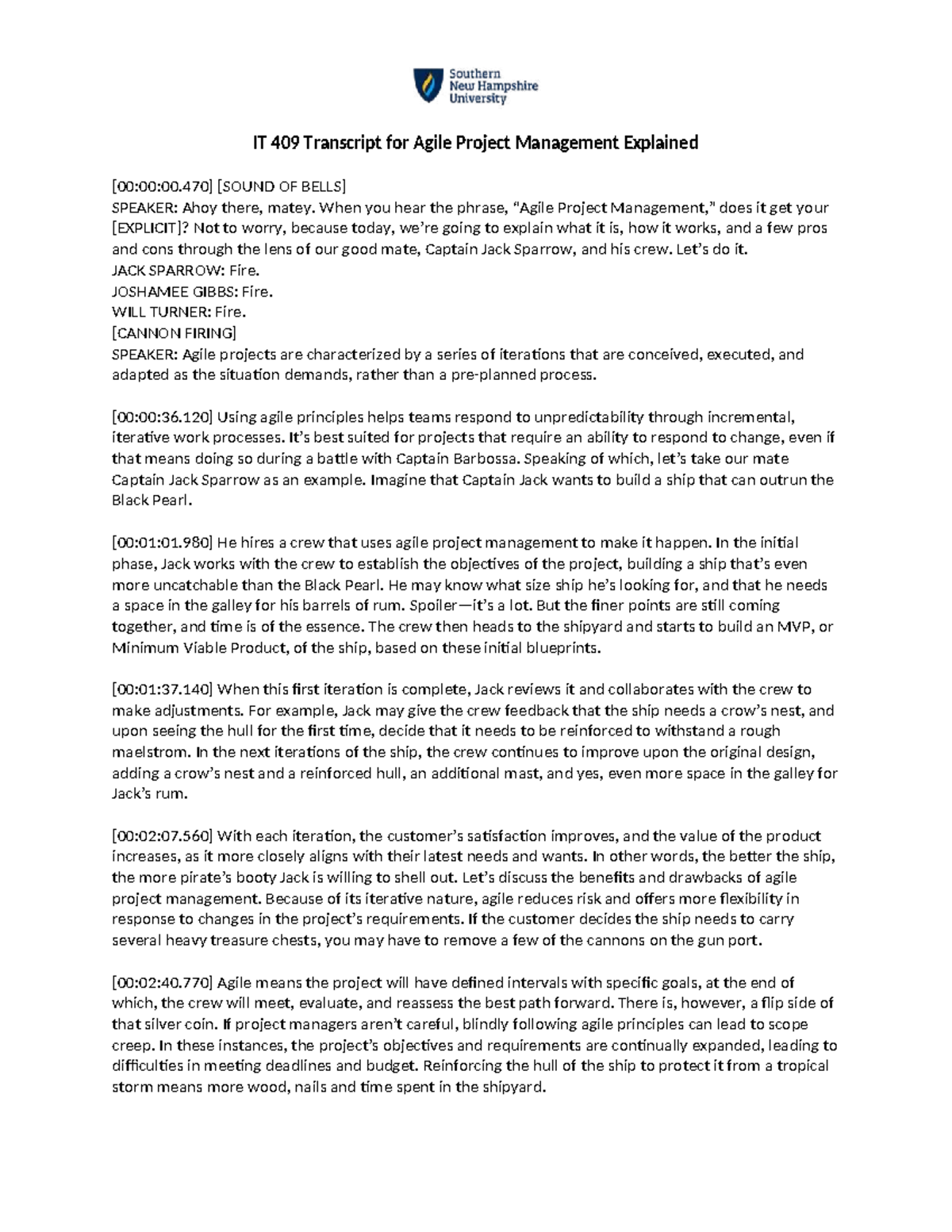 IT 409 Transcript for Agile Project Management Explained - When you ...