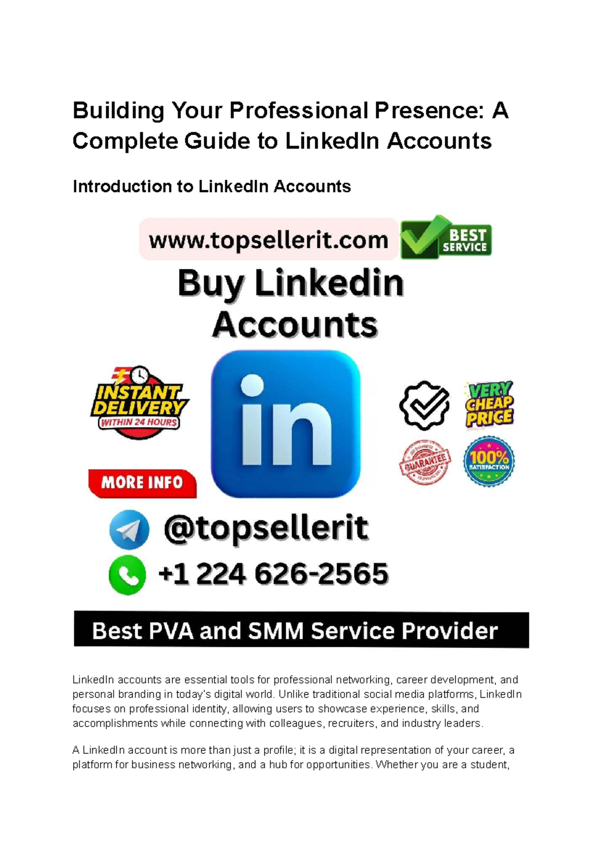 Building Your Professional Presence: A Guide to LinkedIn Accounts - Studocu