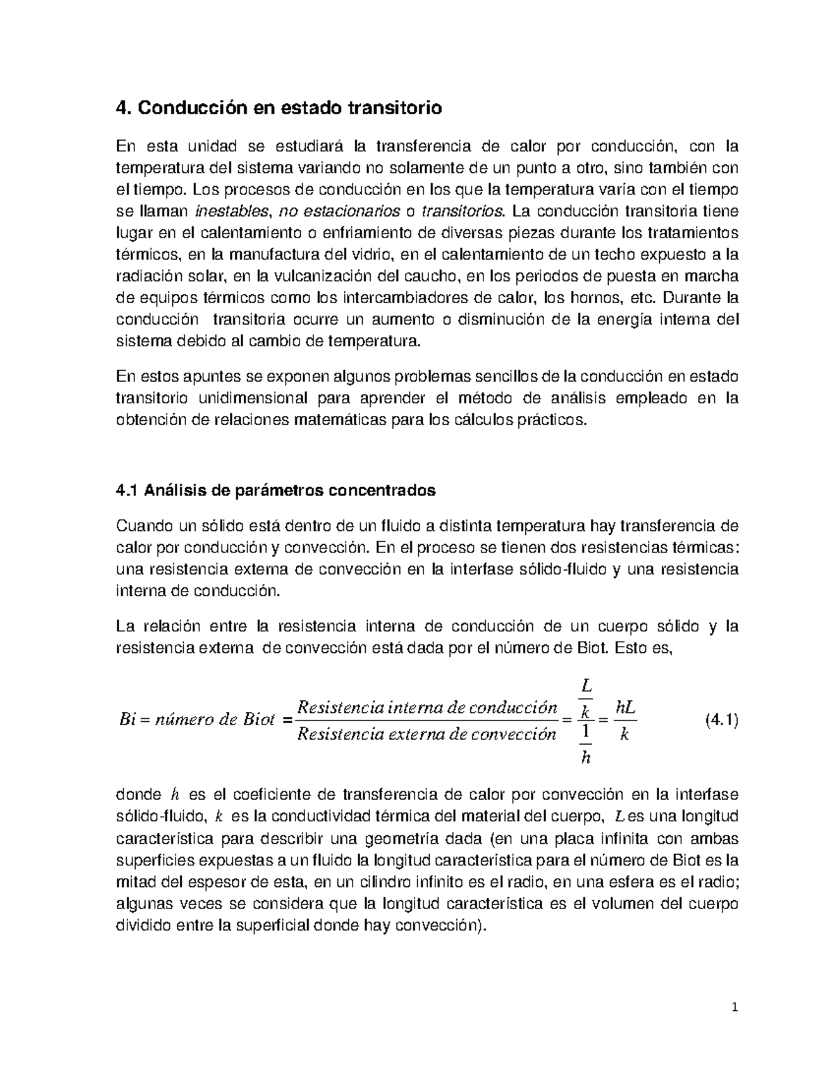 4. Unidad 4: Análisis de Conducción Transitoria de Calor - Studocu
