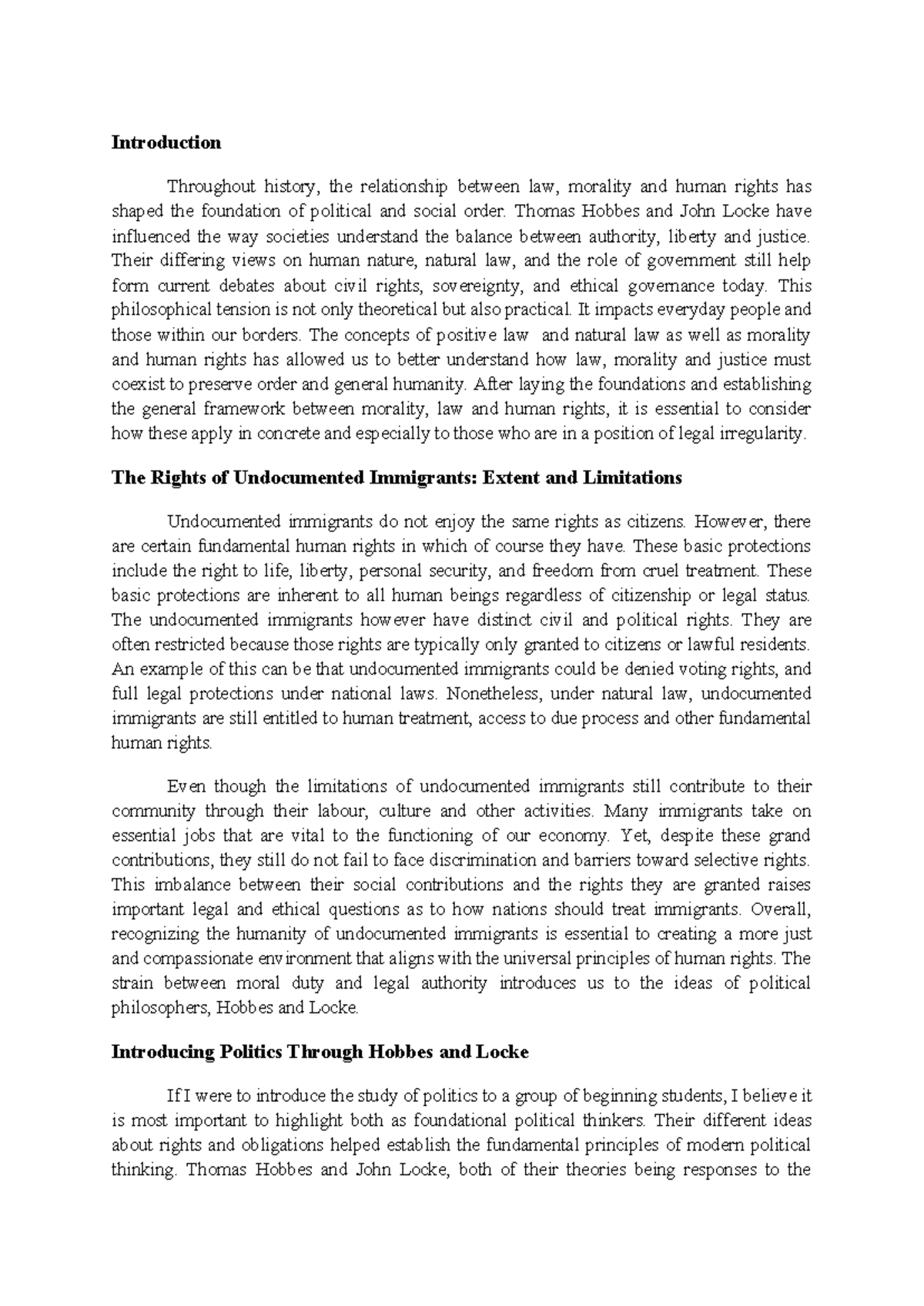 Hobbes and Locke: The Interplay of Law, Morality, and Human Rights ...