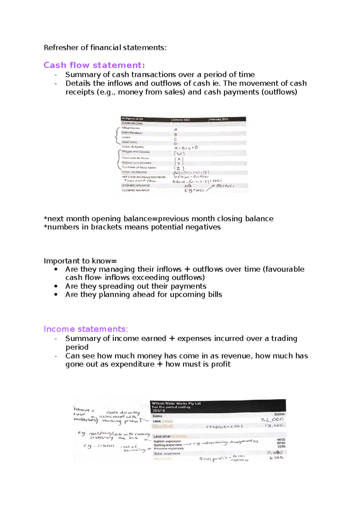 Financial Statements Overview - Extra Notes - Studocu