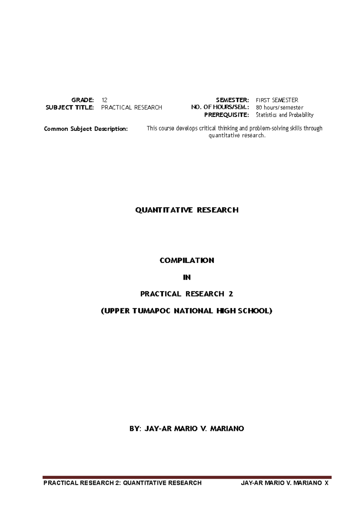 Practical Research 2: Comprehensive Guide to Quantitative Research ...