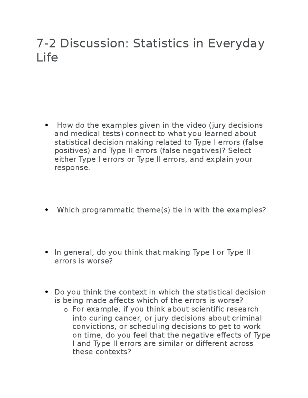 7-2 Discussion Statistics in Everyday Life - 7-2 Discussion: Statistics ...