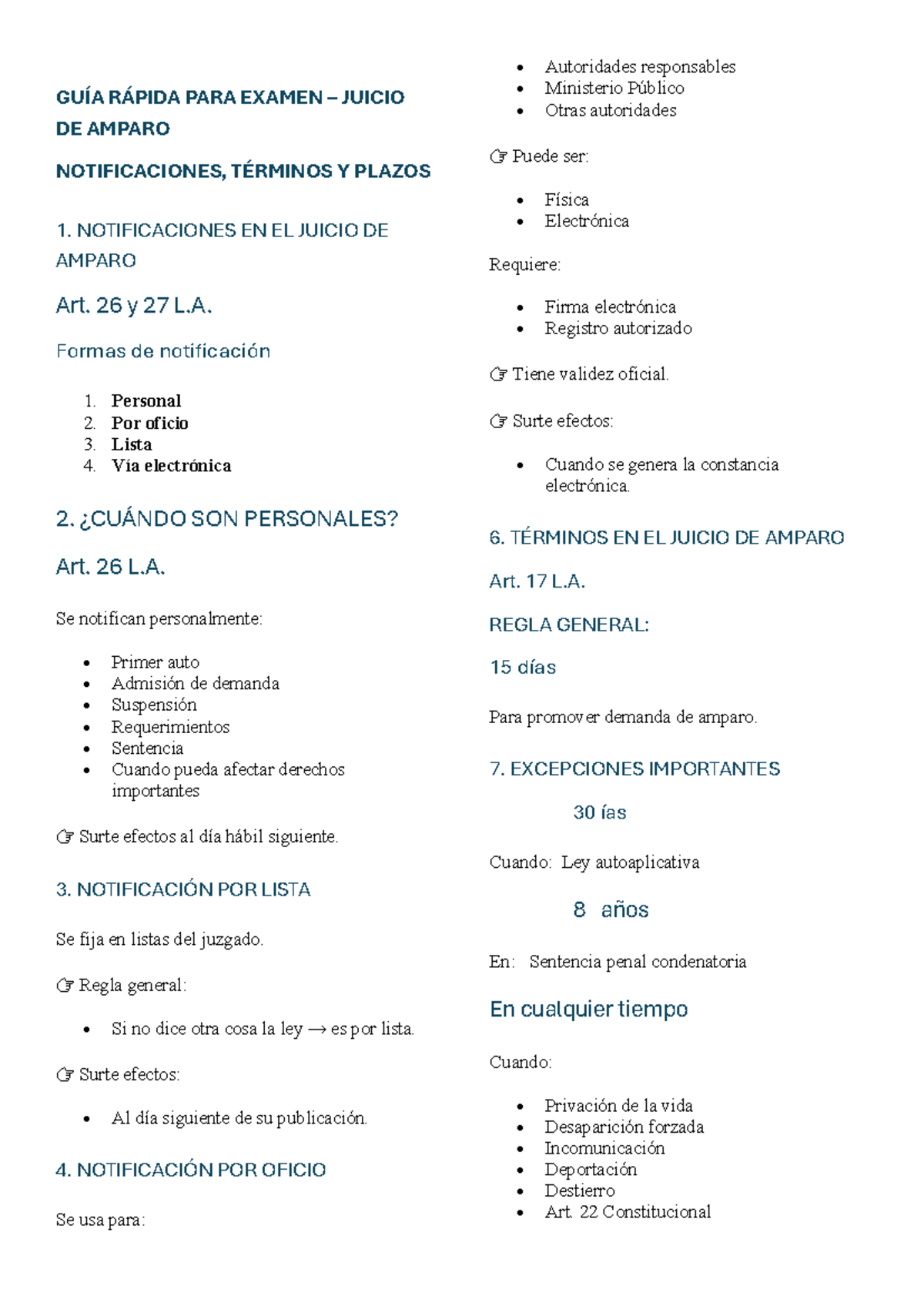 GUÍA RÁPIDA PARA EXAMEN JUICIO DE AMPARO - NOTIFICACIONES Y PLAZOS ...
