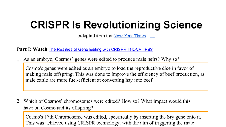 CRISPR Technology: Transformations in Science and Ethics - Notes - Studocu