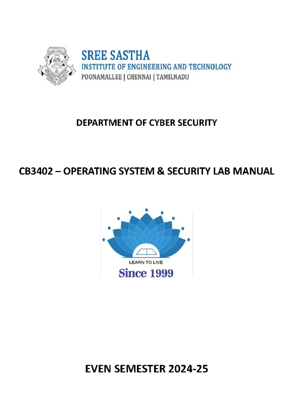CB3402 Operating System Security Lab Manual: Unix Commands & Shell ...