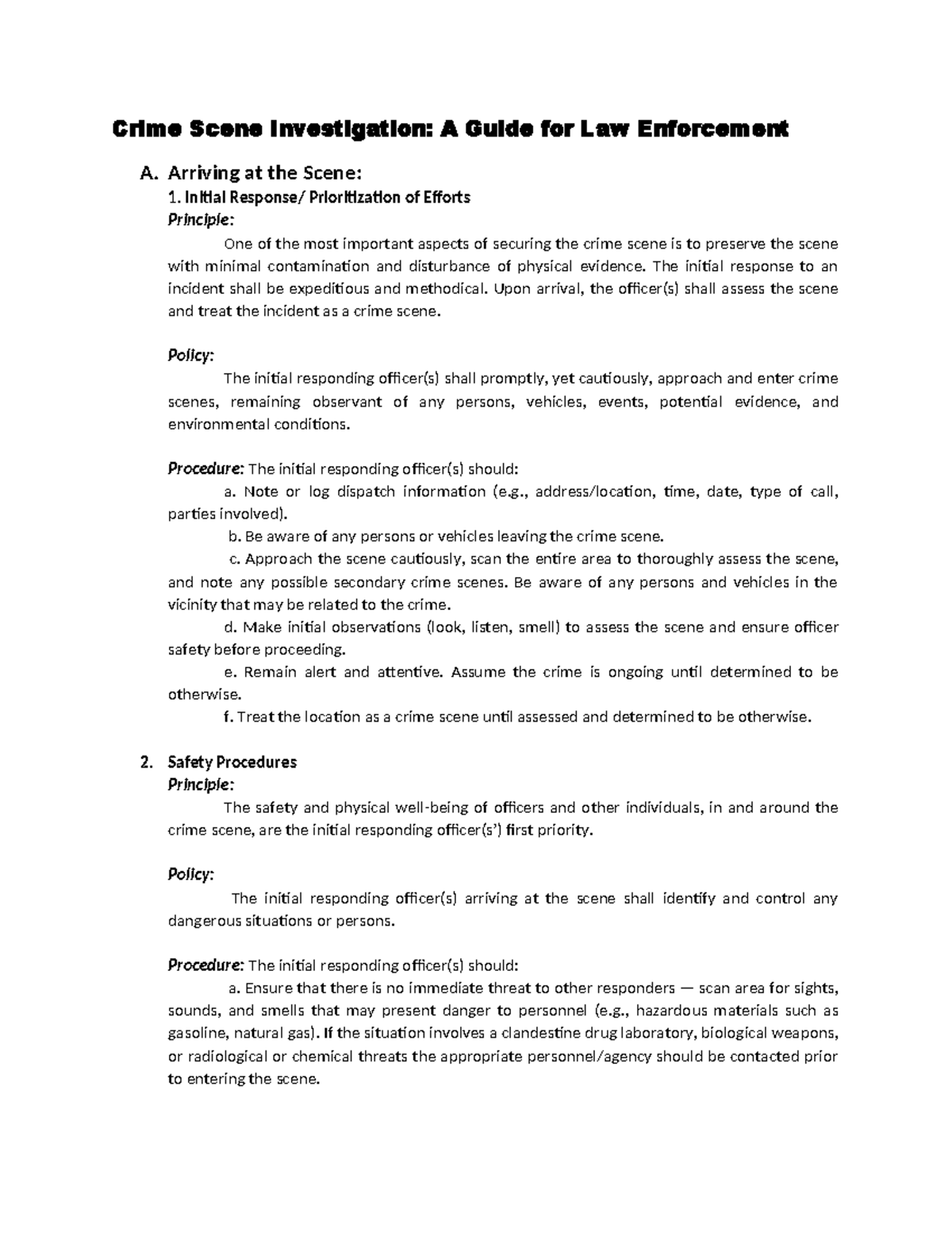 Crime Scene Investigation Procedures: A Comprehensive Guide - Studocu