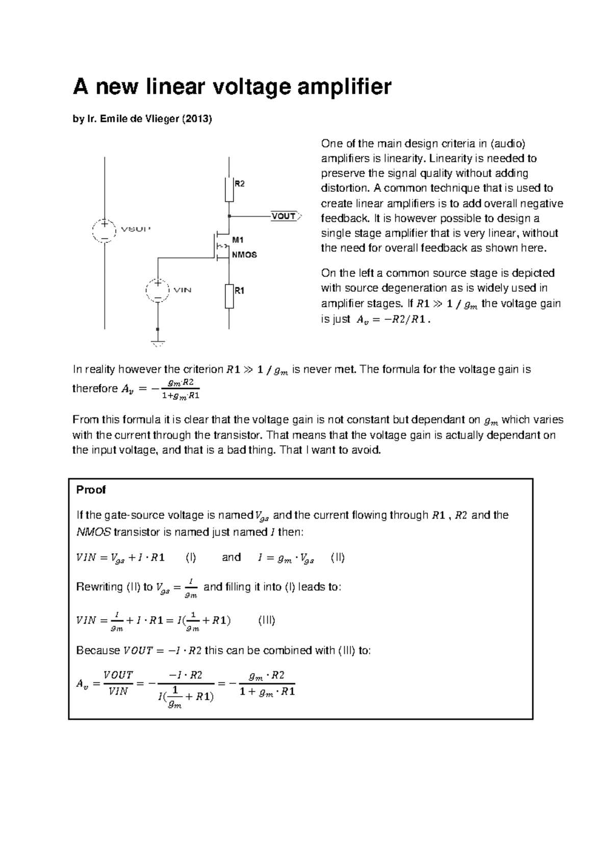 New Linear Voltage Amplifier Design: Key Insights and Techniques - Studocu