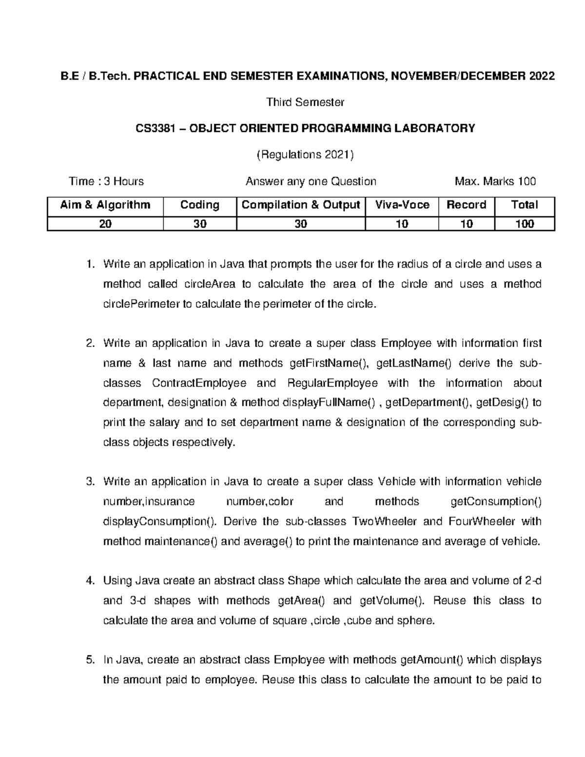 CS3381 SET6 - Anna University Practical Question Set - B / B. PRACTICAL ...