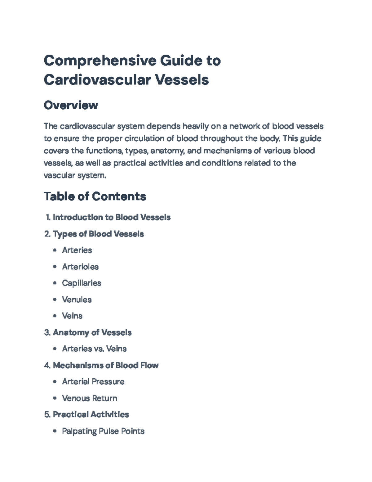 Comprehensive Guide to Cardiovascular Vessels: Anatomy & Function ...