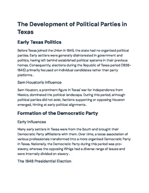 Political Evolution in Texas: From Early Parties to Modern Dynamics ...