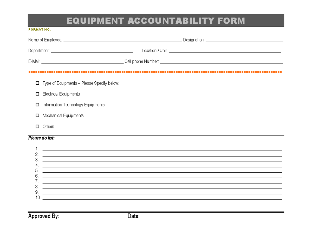 Equipment accountability form - EQUIPMENT ACCOUNTABILITY FORM FORMAT NO ...
