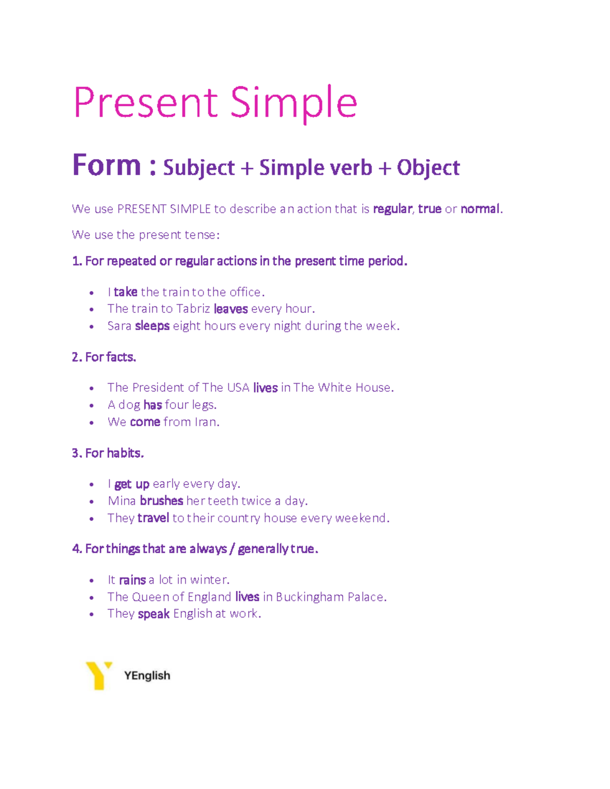 Present Simple: Understanding Usage, Conjugation, and Questions - Studocu
