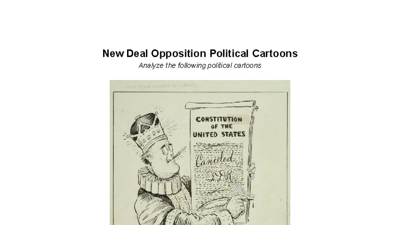 Unit 5 LE5 Analysis of New Deal Opposition Political Cartoons - Studocu