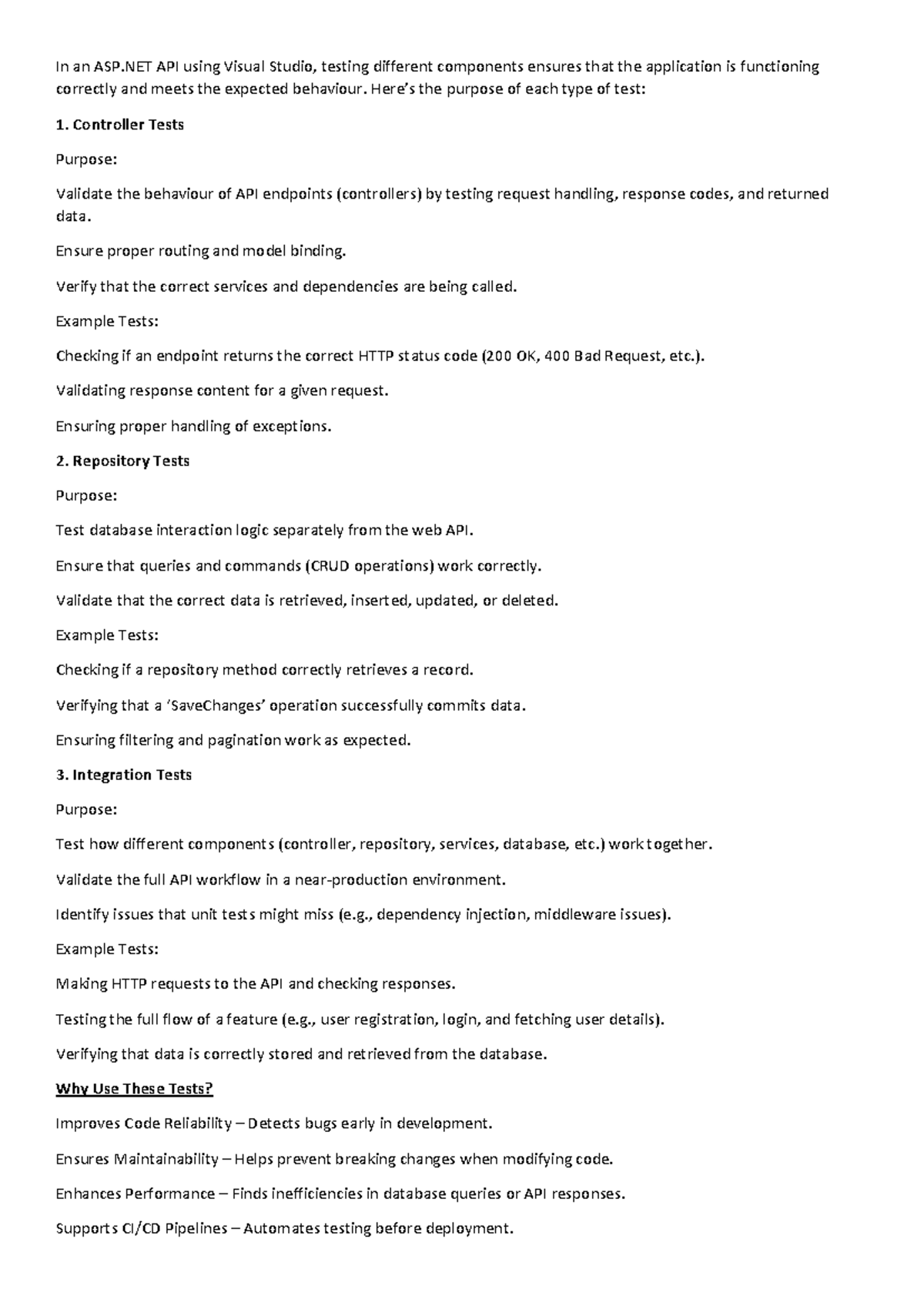 Types of Unit Tests - INF 354 - UP - Studocu
