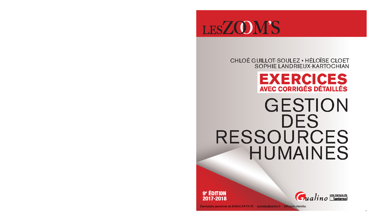 Exercices et Corrigés en GRH : 53 Activités de Pratique - 9e Édition - Studocu