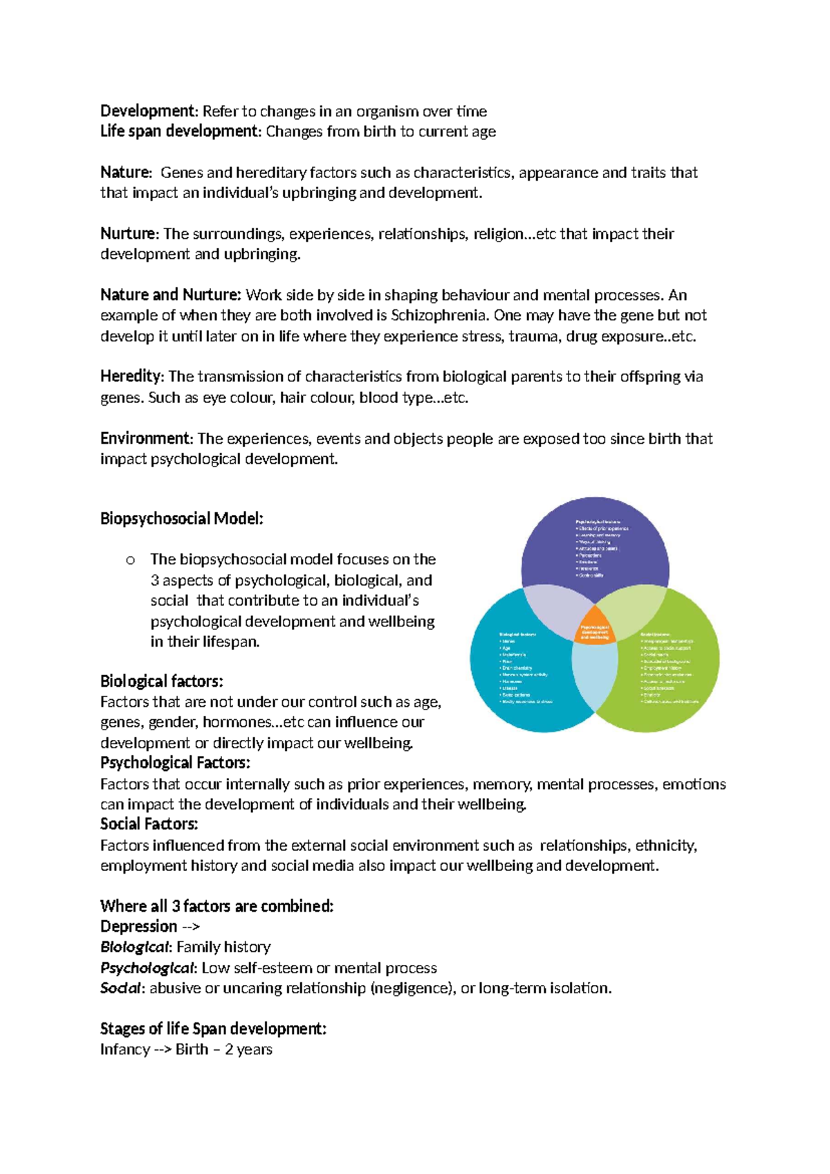 Psychology Unit 1: Nature vs. Nurture and Lifespan Development Notes ...