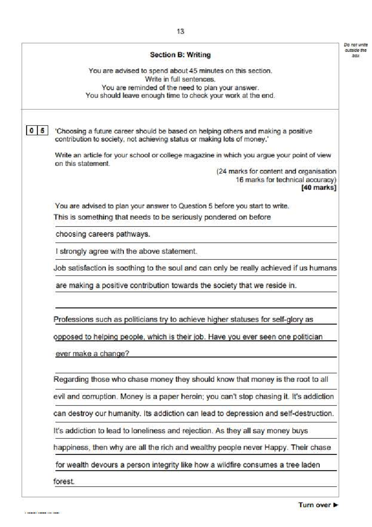 AQA English Language Paper 2 Q5: Article Writing on Career Choices ...