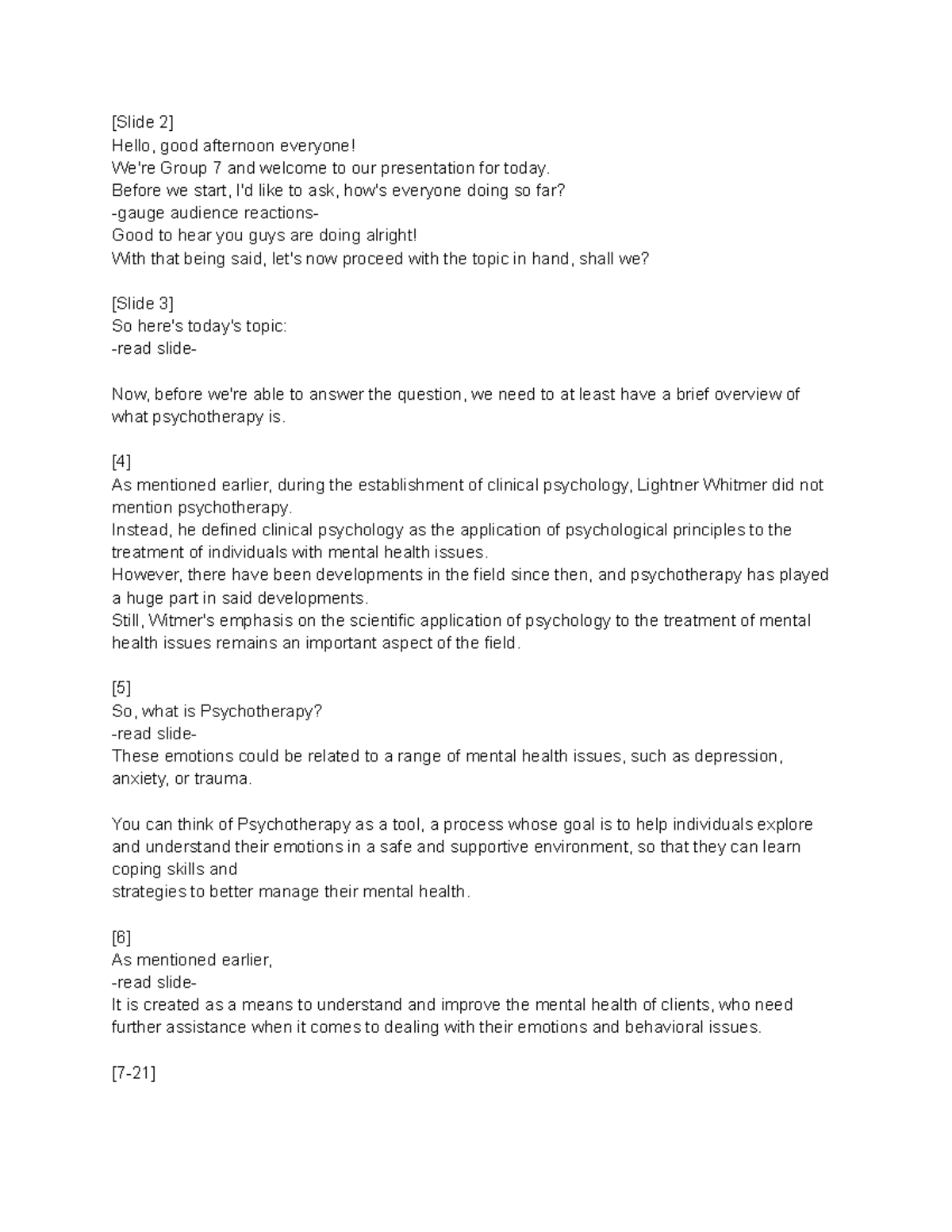 Psychotherapy Overview and Types - Topic 2 Script - Studocu