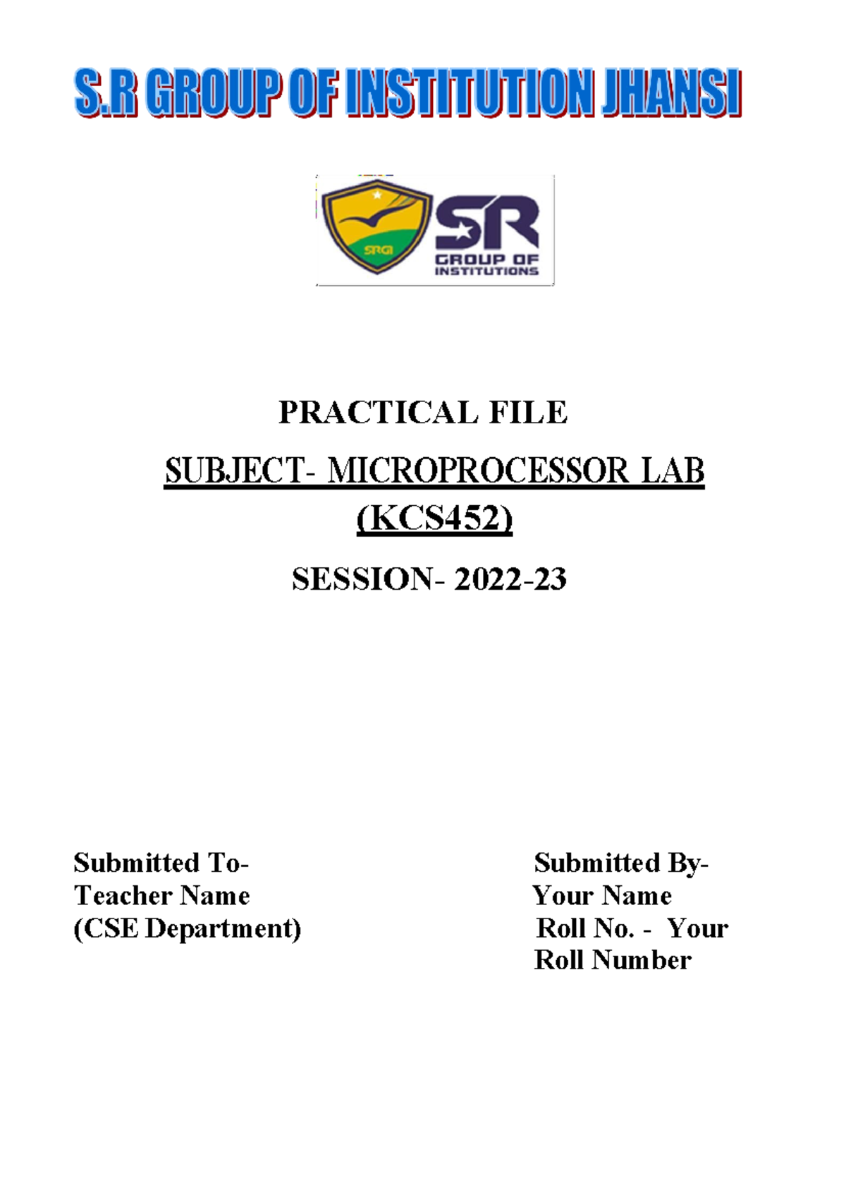 Microprocessor Lab Practical File - KCS452/Cyber Security Insights - Studocu