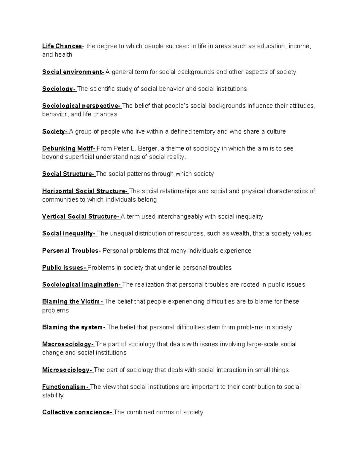 Sociology 101: Key Terminology and Concepts Explained - Studocu