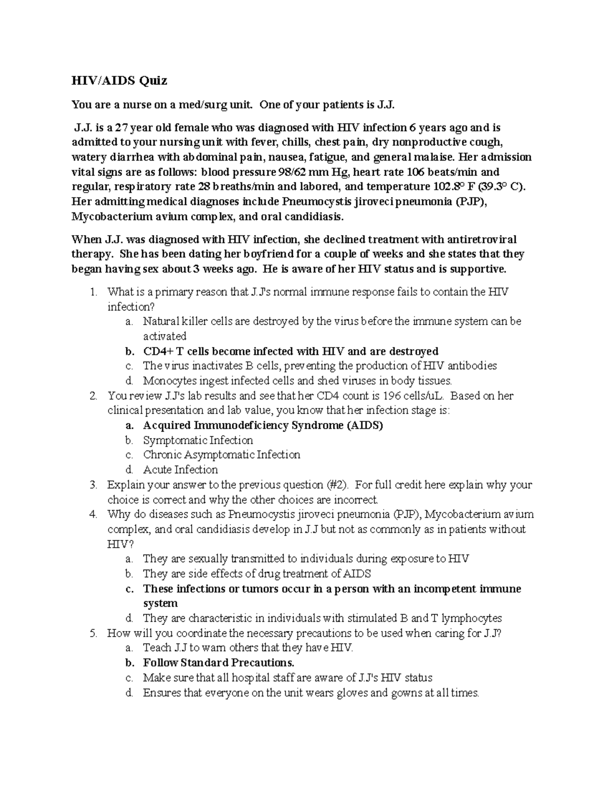 HIV & AIDS Quiz - To practice the material learned in class - HIV/AIDS ...