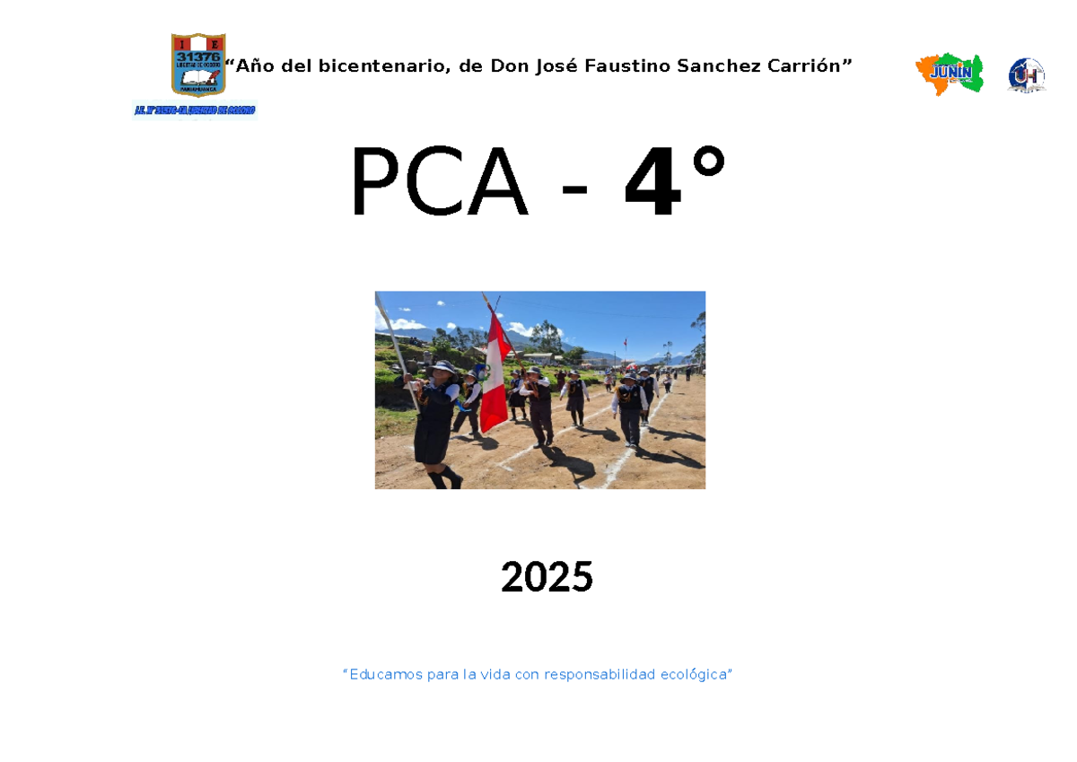 PCA 2025 - Planificación Anual para el Cuarto Grado: Aprendizaje Responsable - Studocu