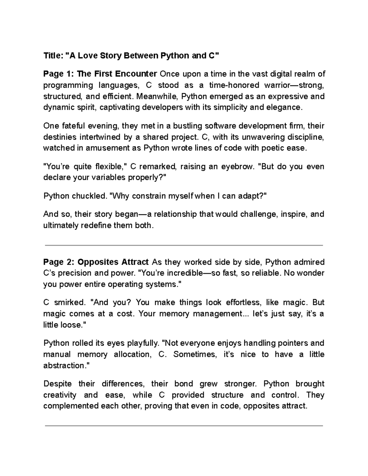 Ccprog 1 Performance Task-Group 1 - Title: "A Love Story Between Python ...
