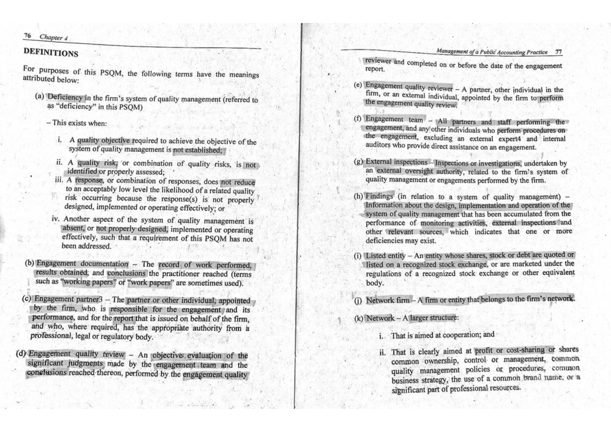 PSQM 76 Chapter 4: Key Definitions and Quality Management Concepts - Studocu