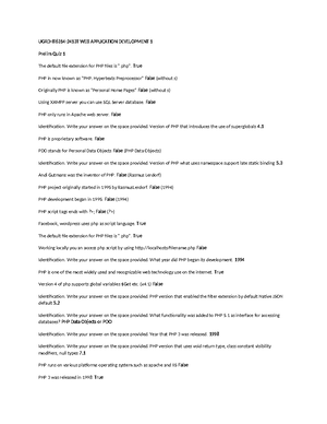 Software Design Final Exam - UGRD-CPE6352 Software Design Final Quiz 1 It is also known as a bug ...