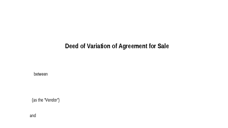 Deed of Variation of Sale Agreement - Template for Title No. - Studocu