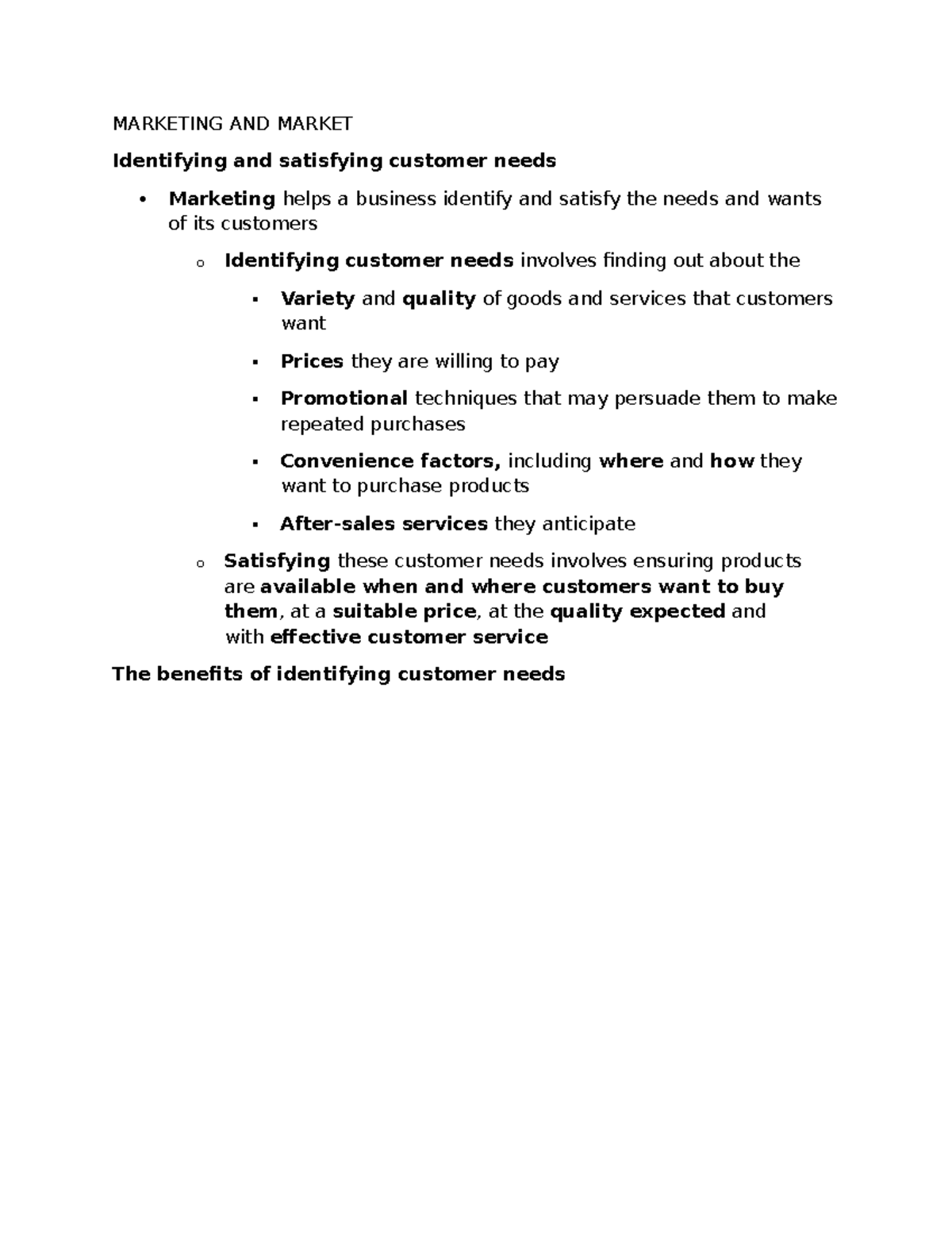Marketing and Market Analysis - OL - Studocu