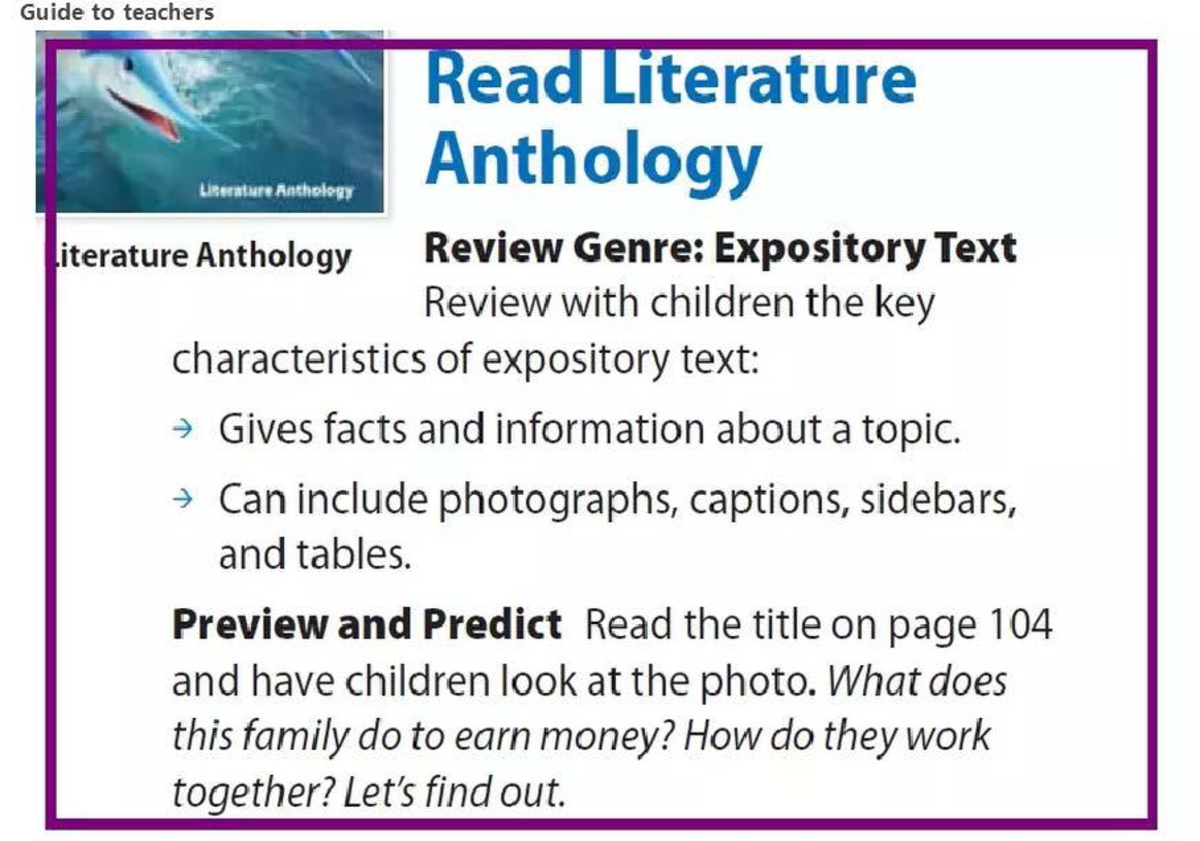 Guide to Teachers: Expository Text Review on Families Working Together ...