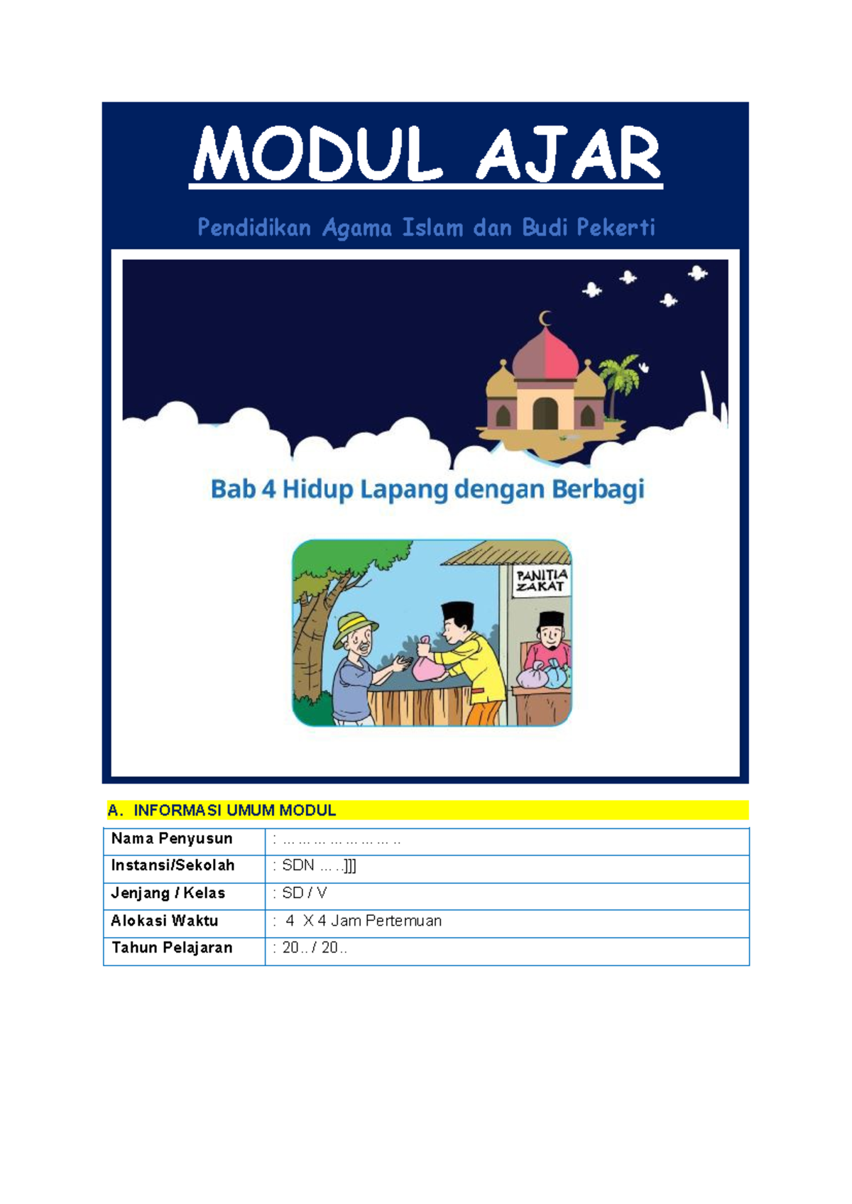 Modul Ajar PAI Kelas 5: Bab 4 - Hidup Lapang dengan Berbagi - Studocu