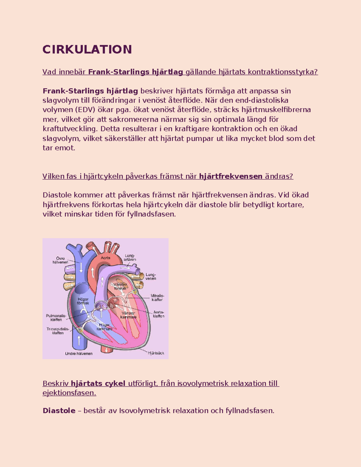 CIRKULATION Fysiologiska Aspekter av Hjärtfunktion och ...